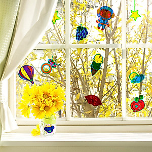 Koltose by Mash Sticky Suncatcher Art Craft Kit for Kids – Sun Catcher Window Art Craft Kit for Girls and Boys Ages 4 – 15, Over 100 Designs