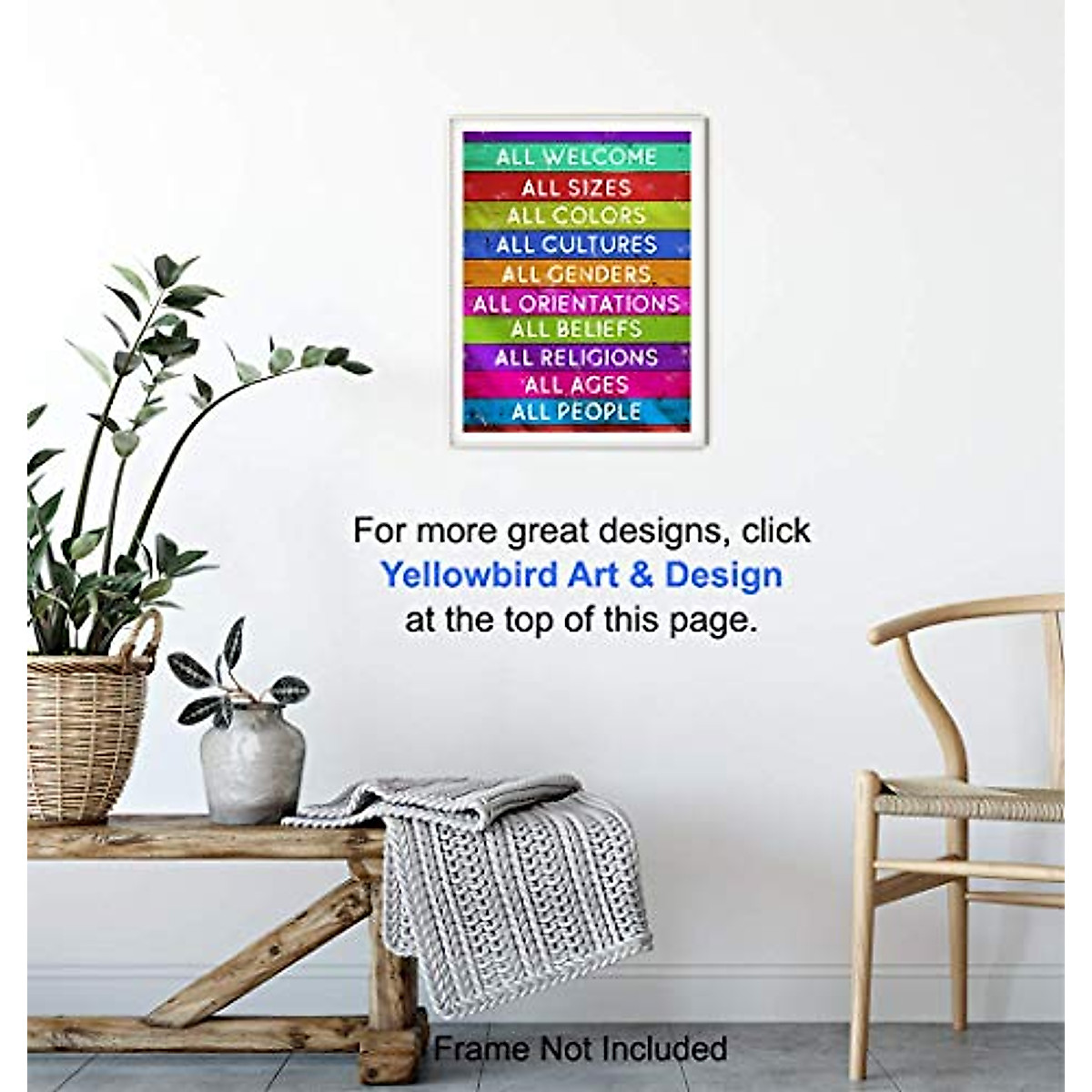 Welcome Sign - Liberal Wall Decor Picture - Gift for LGBTQ, Queer, Gay, Bi, Lesbian, African American, Black, Latino - 8x10 Paper Plaque Art Poster Print for Home, Office, Store, Bar - Unframed
