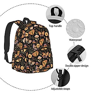 FREEHOTU Moth Butterfly Witchy Backpack For Men Women With Adjustable Padded Shoulder Straps Daypack For College Travel