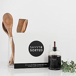 Black Oil Bottle Labels Stickers - 54 Pantry Labels for Vinegar & Oil Dispenser Bottles Condiment Labels - Oil Jar Labels Pantry Stickers - Kitchen Stickers Waterproof Oil Bottle Labels Stickers