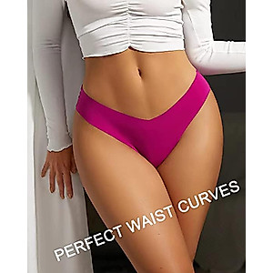 chelectnis Seamless Underwear Cheeky Bikini Panties for Women Nude Underwear No show Stretch Ice Silk Briefs 5 Pack S-XL