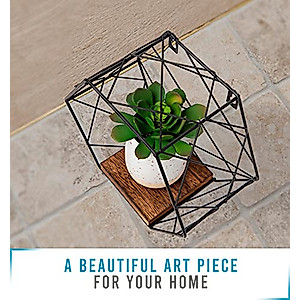 Comfify Industrial Wall Mounted Honeycomb Floating Shelves Set of 3 Decorative Hexagon Metal Wire Shelves – Large, Medium and Small - Modern Shelves for Home, Office and More - Rustic Brown