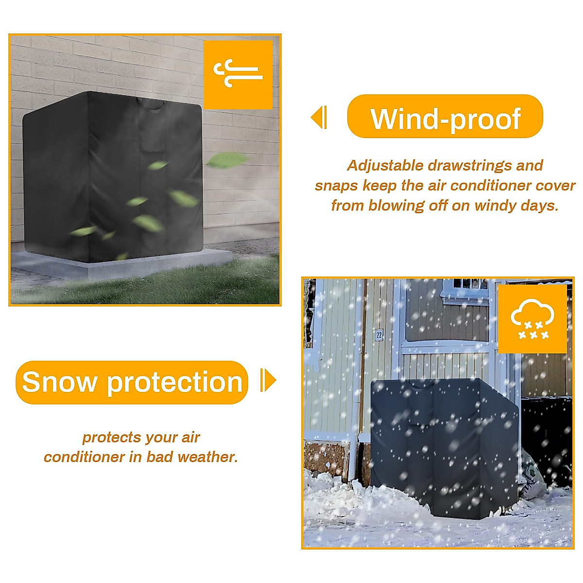 Air Conditioner Covers for Outside, LApapaye Durable Air Conditioner Cover for Winter, Central AC Covers for Outside Dust-Proof Waterproof Withstand Rain and Snow (30 x 30 x 32 inches)