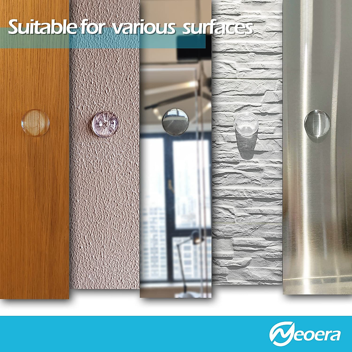 Neoera Door Stopper Wall Protector (Clear, 8pack)-Quiet, Shock Absorbent Gel - Adhesive Reusable Bumper Protector, Wall Shield & Silencer for Door Handle, Soft Rubber Round Door Stop 1.57 inch