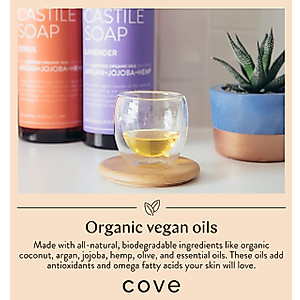Cove Castile Soap Unscented - 1 Liter / 33.8 fl oz - Organic Argan, Jojoba, and Hemp Oils