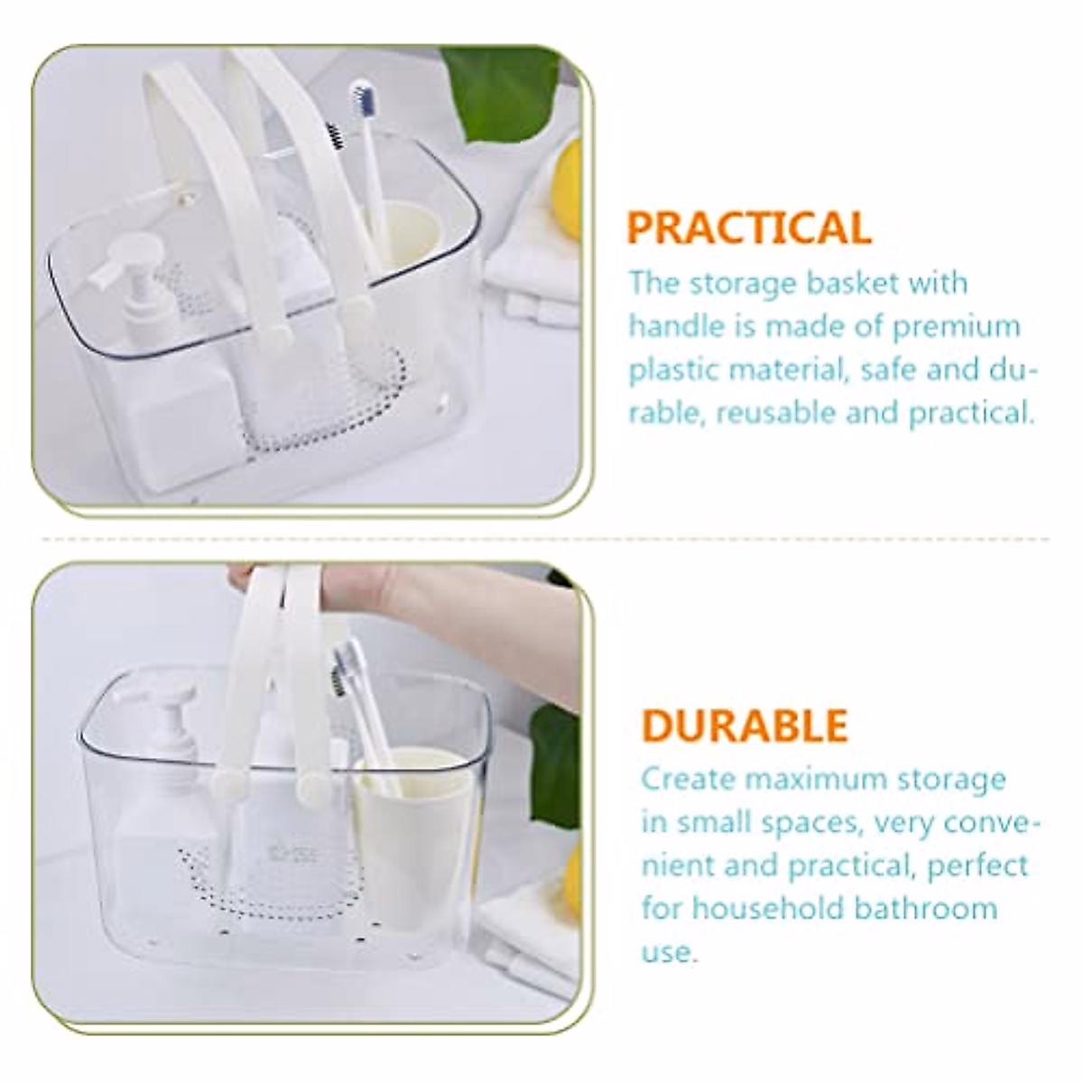 LALAFINA Loofah Shower Caddy Basket Plastic Storage Basket Shower Organizer Bucket with Handle Whale Pattern for Kitchen Dorm Bathroom Garden Cleaning Supplies White Scrunchies