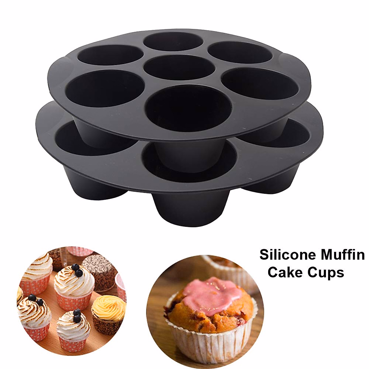 Air Fryer Accessories, 18cm or 21cm Air Fryer Silicone Cupcake Mold, Universal Chocolate Muffin Cake Mold(18cm)