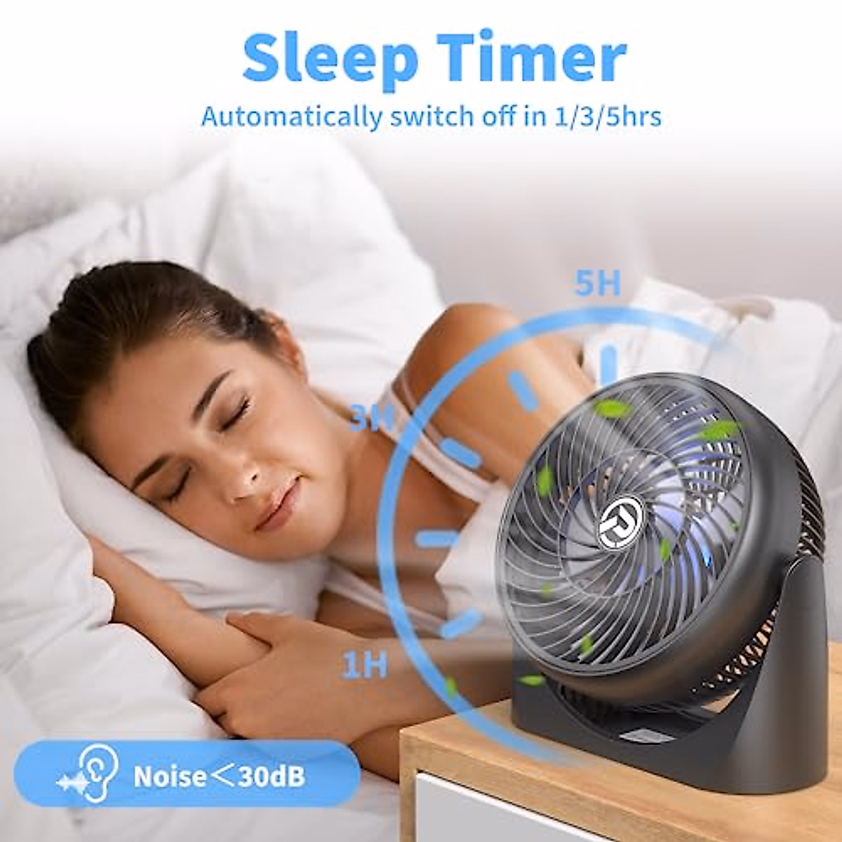 PELANZENHAU 8 inch Table Fan with Remote, USB Powered Desk Fan with RGB Light & Timer, 3 Strong Speeds & 360° Pivot Adjustable, Desktop Air Circulator Fan for Home Office Dorm RV Bedroom Travel