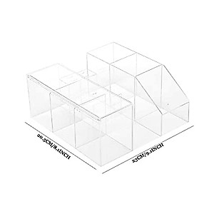 Eyelash Beauty Organizer, Acrylic Eyelash Grafting Tool Storage Beauty Tool W/Tweezers Holder Display Boxes for Home Eyelash Salon (Transparent)