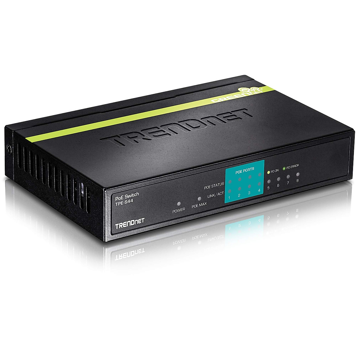 TRENDnet 8-Port 10/100Mbps PoE Switch, 4 x 10/100, 4 x 10/100 PoE, 802.3af, 30 W PoE Budget TPE-S44 (Certified Refurbished)