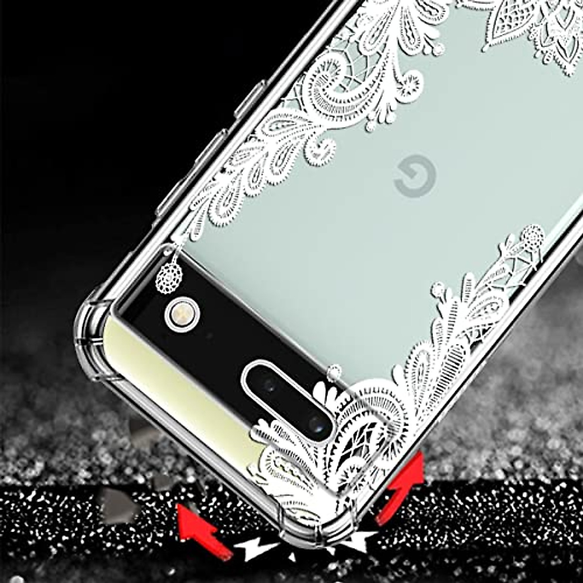 (3-Pack) for Google Pixel 6a Case, Soft Clear TPU [Scratch-Resistant] Drop Silicone Bumper Protection Shockproof Phone Case Cover for Google Pixel 6a,Flower