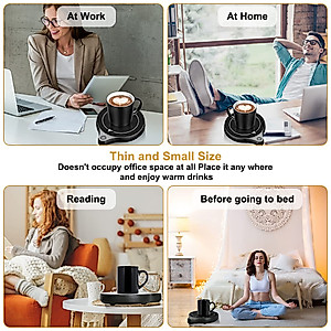 welltop Coffee Mug Warmer, Electric Beverage Warmer with Five Temperature Settings (Up to 212℉/100℃), Coffee Warmer Plate for Cocoa Tea Water Milk with Auto Shut Off, Office/Home Use, Blackk (No Mug)