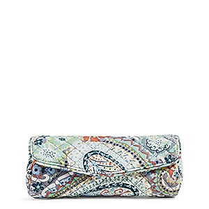 Vera Bradley Women's Cotton on a Roll Makeup Brush & Pencil Case, Citrus Paisley - Recycled Cotton, One Size