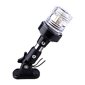 marinexplore Boat Anchor Light,White LED Stern Light for Boat 3 Nautical Mile Bimini Top Lights Fold Down Pontoon Light All Round 12~24V, 6''