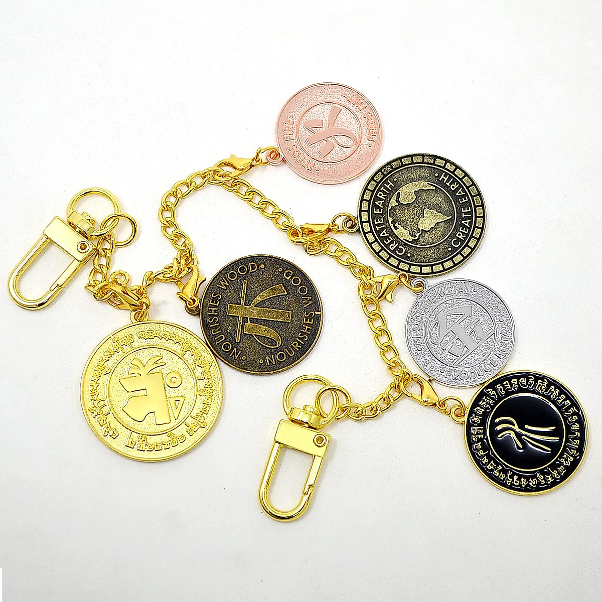 FengShui 5 Elements Balancing Bag Charm Hanging pendant W4993 Gold