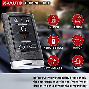 NPAUTO Key Fob Compatible with Caddilac Escalade ESV EXT 2007 2008 2009 2010 2012 2013 2014 - Keyless Entry Remote Control Start Car Key Fobs Replacement Part (OUC6000066, 6 Buttons, 1pcs)