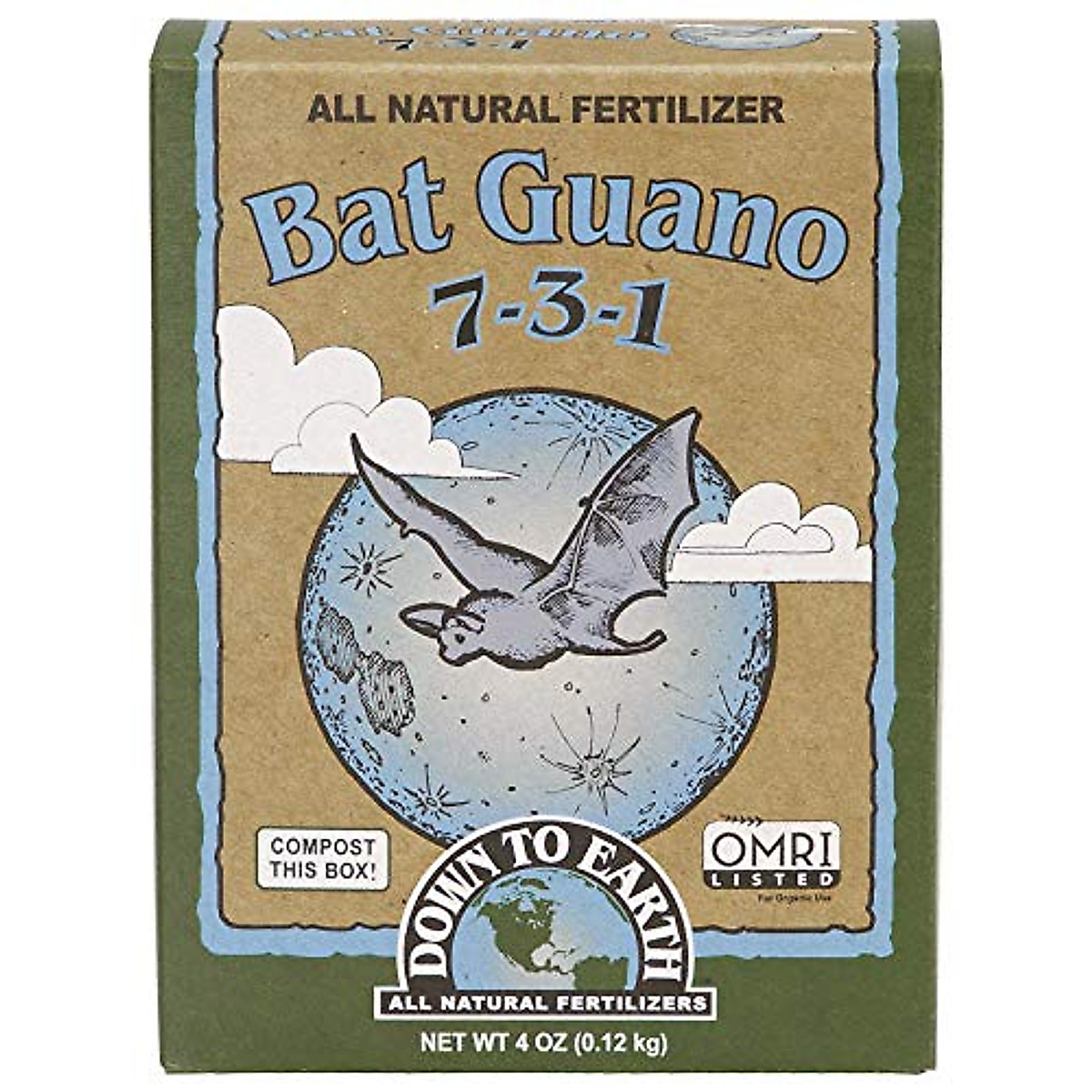 Down to Earth Organic Bat Guano Fertilizer Mix 7-3-1, 4oz