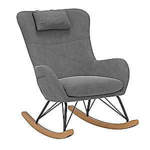 Baby Relax Cranbrook Rocker Accent Chair with Storage Pockets, Gray