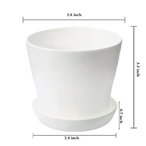 TDHDIKE 25 Pcs Plastic Planters Indoor Flower Plant Pots, Mini Flower Seedlings Nursery Pot with Pallet, Modern Decorative Gardening Containers (White, 25)