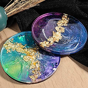 3 Pcs Large Resin Mold, LEOBRO Flexible Silicone Molds, Include Round, Rectangle, Heart Shaped Coaster Mold, Decorative Mold, Come with 20 Pcs Finger Cots, 1Pcs Tweezers