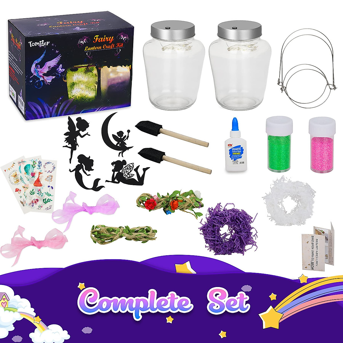 Fairy Lantern Craft Kit for Girls - 23pcs DIY Kits for Kids Arts and Craft Kits for Girls Ages 8-12, Fairy in A Jar Light Garden Kit, Creative Activities for School, Birthday Fairy Party Decorations