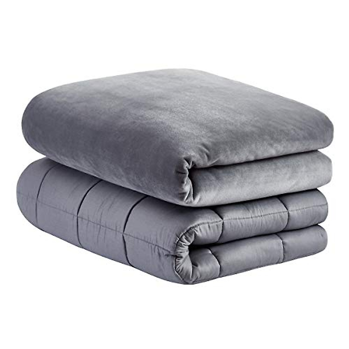 Roomate Weighted Blanket & Removable Cover - Resist Water Spills, 2 Models for Kids and Adults - Cool Breathable Inner & Ultra-Soft Minky Fleece Cover , Grey, 36''48''- 7LB