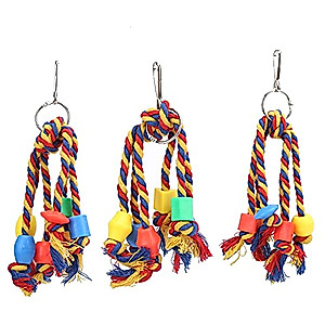 Pssopp Bird Chewing Toy Colorful Cotton Rope Bird Chew Toy Bird Beak Care Tool for Budgie Parakeet Cockatiel Conure Lovebird