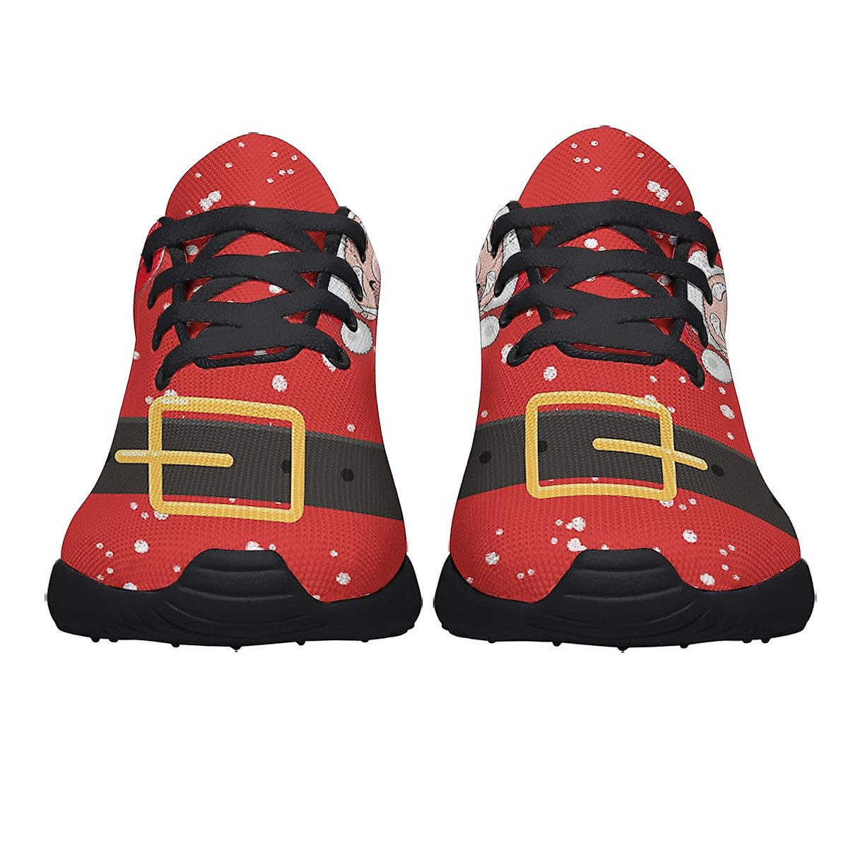 Christmas Santa Claus Shoes Womens Fashion Casual Shoes Mens Breathable Trail Running Sneakers for Girl Boy Black Size 13