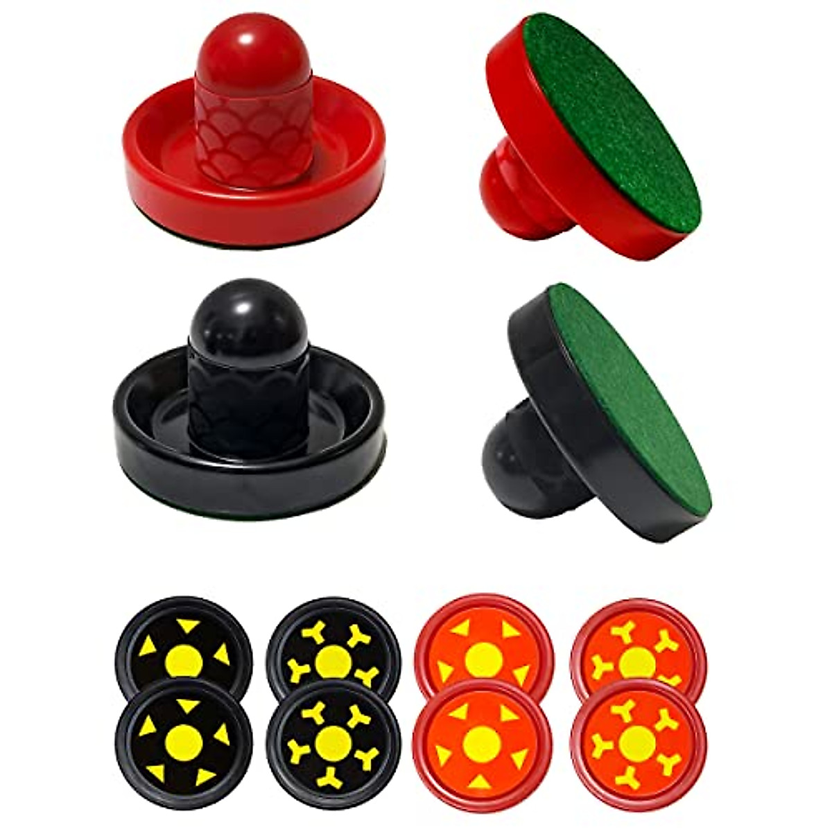 Joovon Air Hockey Pucks and Paddles, Non-Slip Strikers and Dynamic Air Hockey Pucks,Air Hockey Paddles for Adults and Kids,Replacement Accessories for Air Hockey Tables (Red and Black)