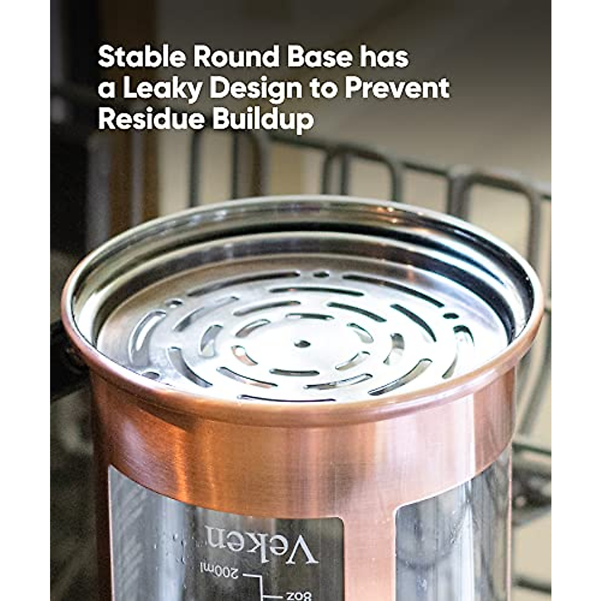 Veken French Press Coffee & Tea Maker, 304 Stainless Steel Heat Resistant Borosilicate Glass Coffee Press, Durable Easy Clean 100% BPA Free, 21oz, Copper