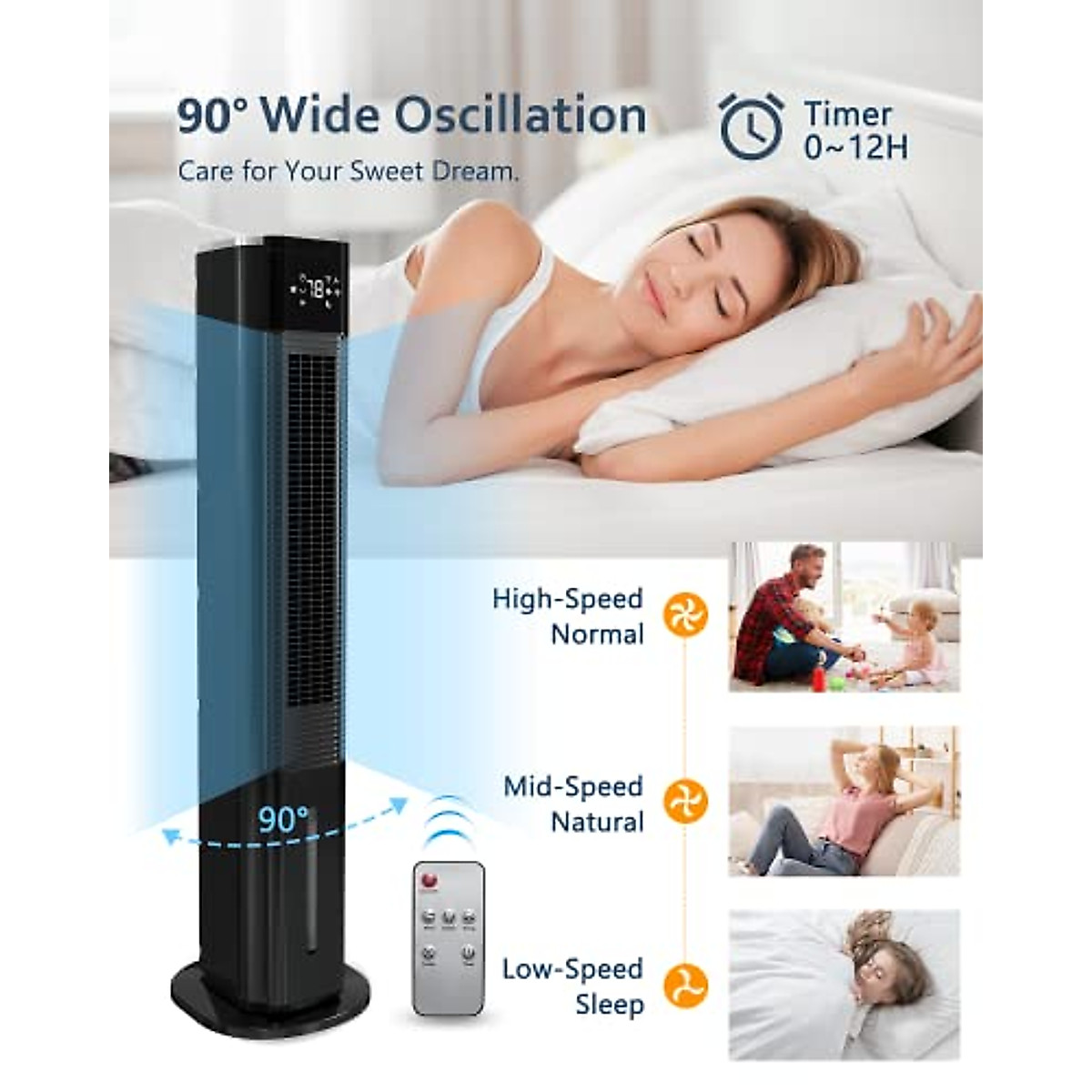 Evaporative Air Cooler, 3-IN-1 Multifunctional Air Cooler Fan, Air Cooler for Room, 4 Modes, 12H Timer, 90° Oscillation, 1.3 Gal Water Tank, Remote Control, 4 Ice Packs, 42" for Room Home Office