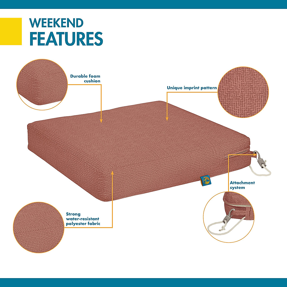 Duck Covers Weekend Water-Resistant Outdoor Dining Seat Cushion, 21 x 21 x 3 Inch, Cedarwood, Dining Chair Cushions