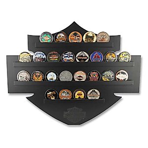 Harley-Davidson Bar & Shield Wall Coin Display, Holds 25 Coins, Black 8005139