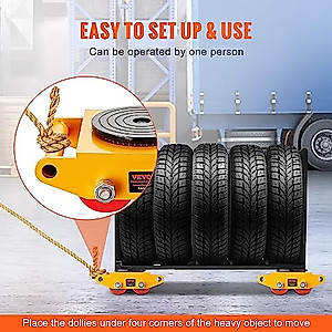 BestEquip Machinery Mover 13200LB Capacity Machinery Skate 4 Wheels Dolly Skate Roller with 360 Degree Rotation Cap (13200LB Capacity)