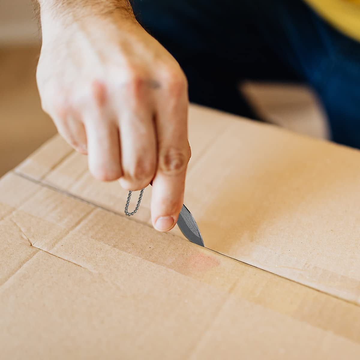 4 PcsMini Knife Set Damascus Mini Knife Decoration, Tiny Chef Knife Keychain Set for Package Box Opener Letter Opener Pendant Decoration