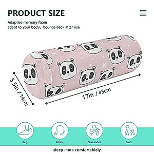 Vnurnrn Pink Panda Neck Support Pillow Round Neck Roll Bolster Cylinder Pillow Cervical Pillows Back Pillow for Leg Knee Back Head Support for Work Men Women Bed