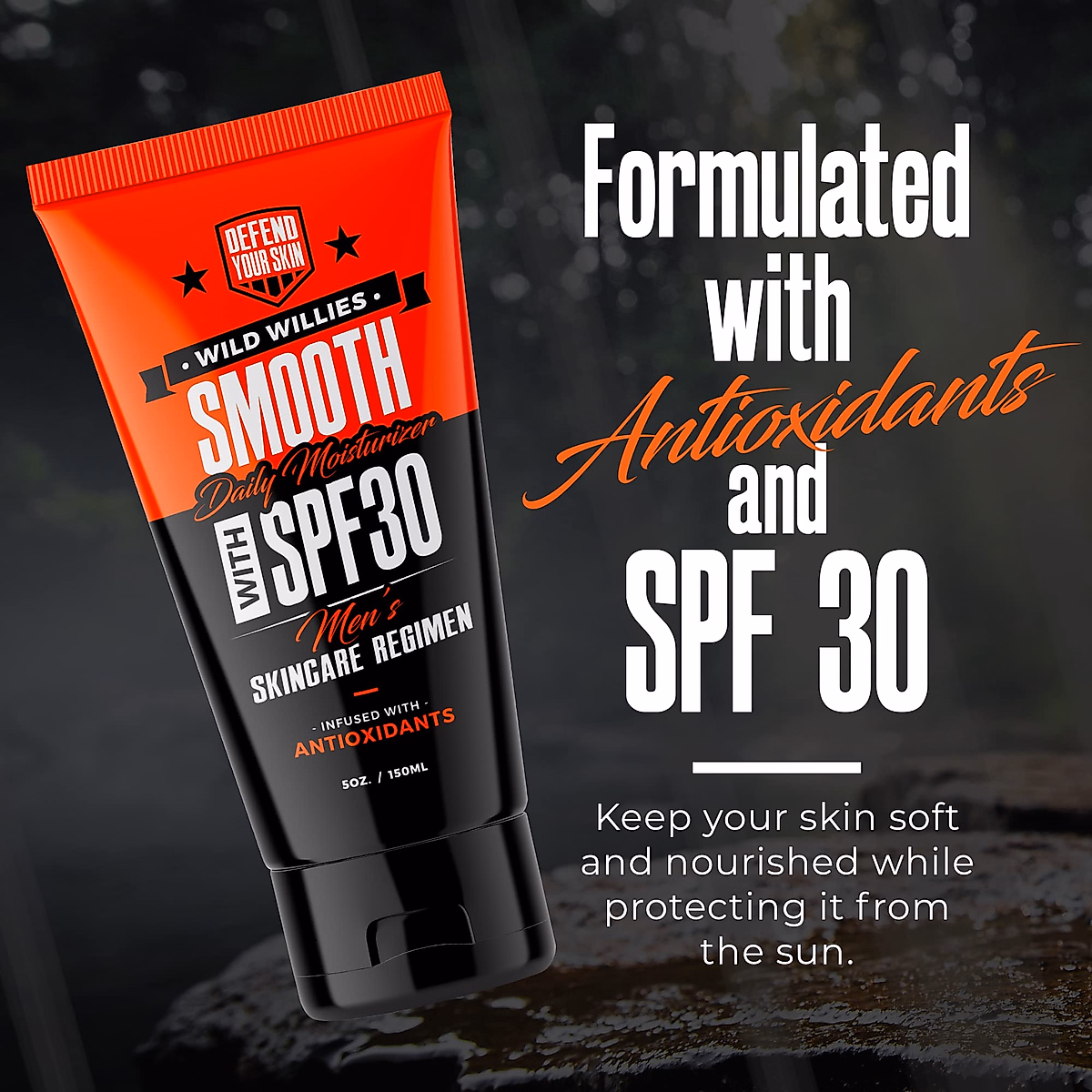 Wild WIllies Men's Daily Facial Moisturizer with SPF 30 - Smooth Moisturizer Formulated with Antioxidants and Essential Oils to Protect Your Skin - Lightweight Face Lotion for Dry or Oily Skin