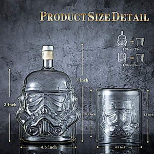 Whiskey Decanter Set Transparent Creative with 2 Glasses,Gifts for Men,Whiskey Flask Carafe Decanter with 4 Whiskey Stones & Tong,Whiskey Carafe for Brandy,Scotch,Vodka,Gifts for Dad,Husband,Boyfriend