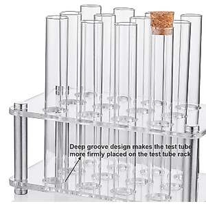 Ackers Transparent Acrylic Test Tube Bottle Small Glass Holder, Built-in Handle, 12 Tube Capacity, 0.87" (22mm) Holes for 25ML Test Tubes(Detachable)