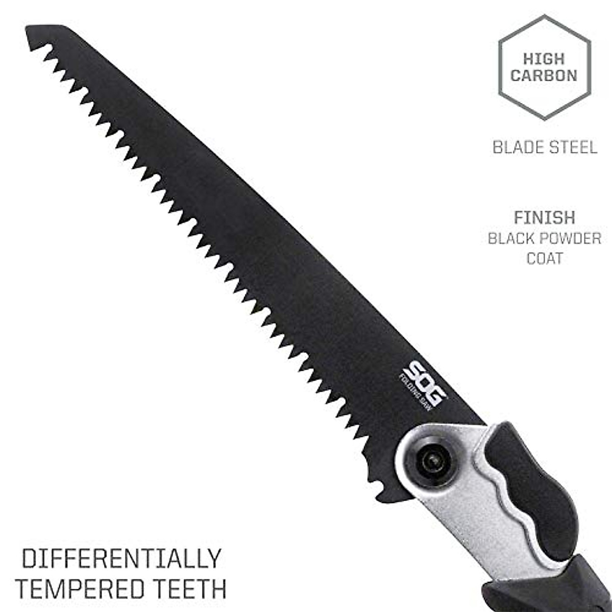 SOG Folding Saw - Wood Saw, Hand Saw, Pruning Saw and Camping Saw with 8.25 Inch Removable Blade and Compact Sheath for Foldable Saw (F10N-CP) , Black
