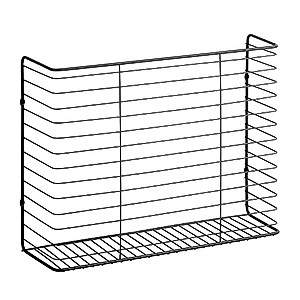 mDesign Portable Metal Farmhouse Wall Decor Angled Storage Organizer Basket Bin for Hanging in Kitchen/Pantry - Store Plastic Bags, Foils, Oils, Sandwich Bags - Black