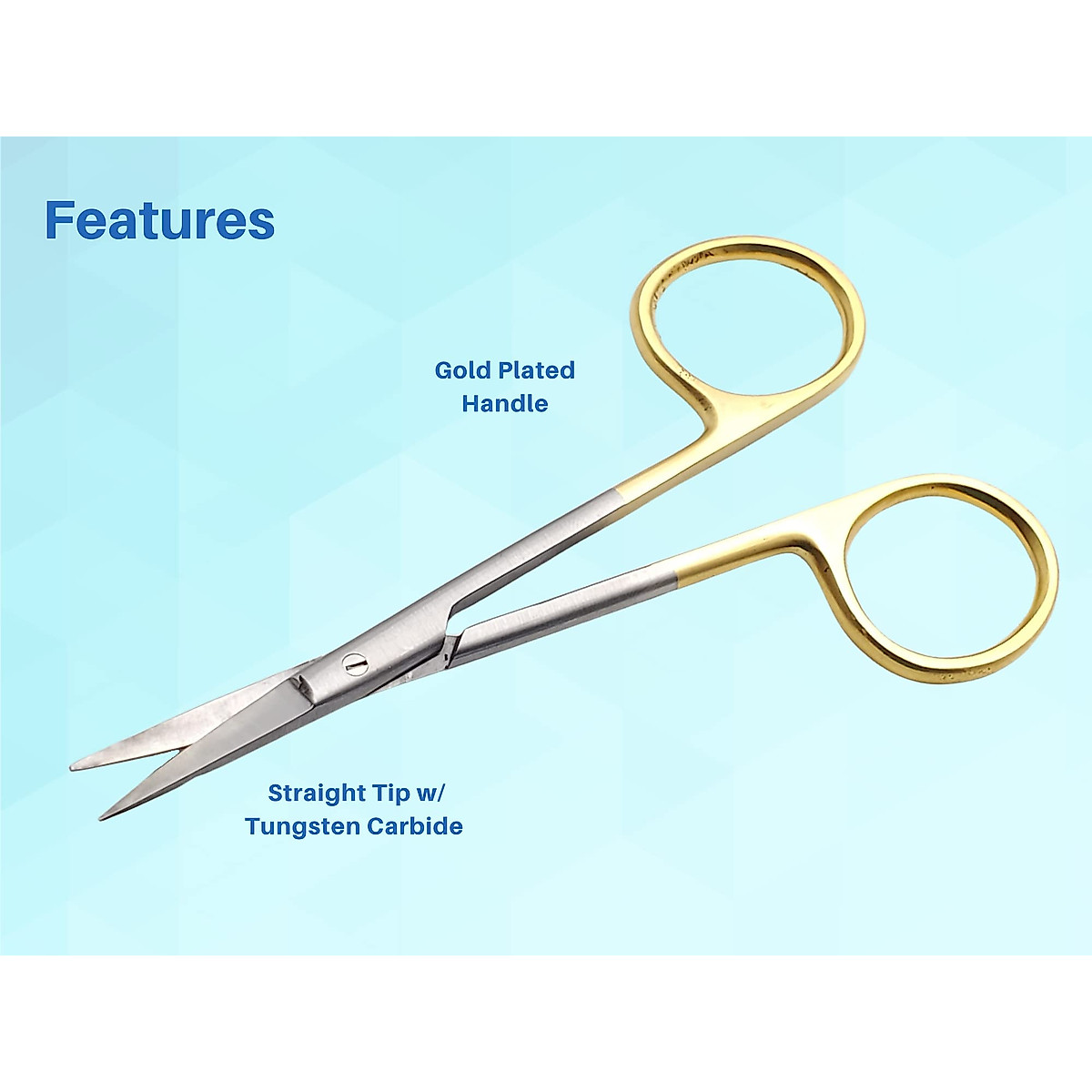 Scissors 4.5 inch Straight Gold Plated handle Dental Surgical art & craft BY Wise Linkers