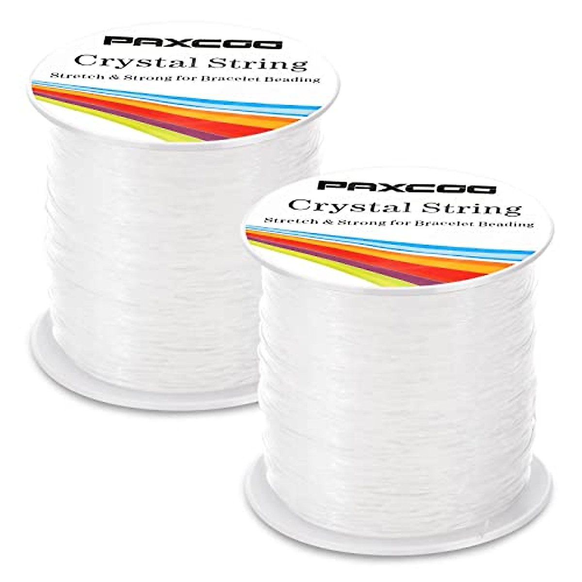 Bracelet String, Paxcoo 2 Rolls Elastic Stretchy Bead String Cord for Clay Beads Kandi Pony Beads Bracelets Jewelry Making (0.8MM, Crystal)