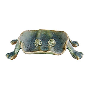 Creative Co-Op Decorative Footed Frog Dish with Reactive Glaze Finish (Each one Will Vary)