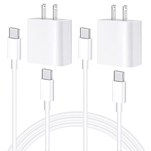 esbeecables iPhone 15 Charger, 2 Pack PD 20W USB C Wall Charger Fast Charging Block with 6FT USB C to USB C Quick Charge Data Sync Cable Cord for iPhone 15/15 Plus/15 Pro/15 Pro Max, iPad Pro/Ai/Mini