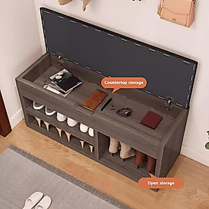 RUSARU 2-Tier Shoe Organizer Shelf, Shoe Storage Bench with Cushion, Multi-Functional Shoes Cabinet for Bedroom Mudroom Foyer Entryway Style in One Perfect for Hallways (15.7In)