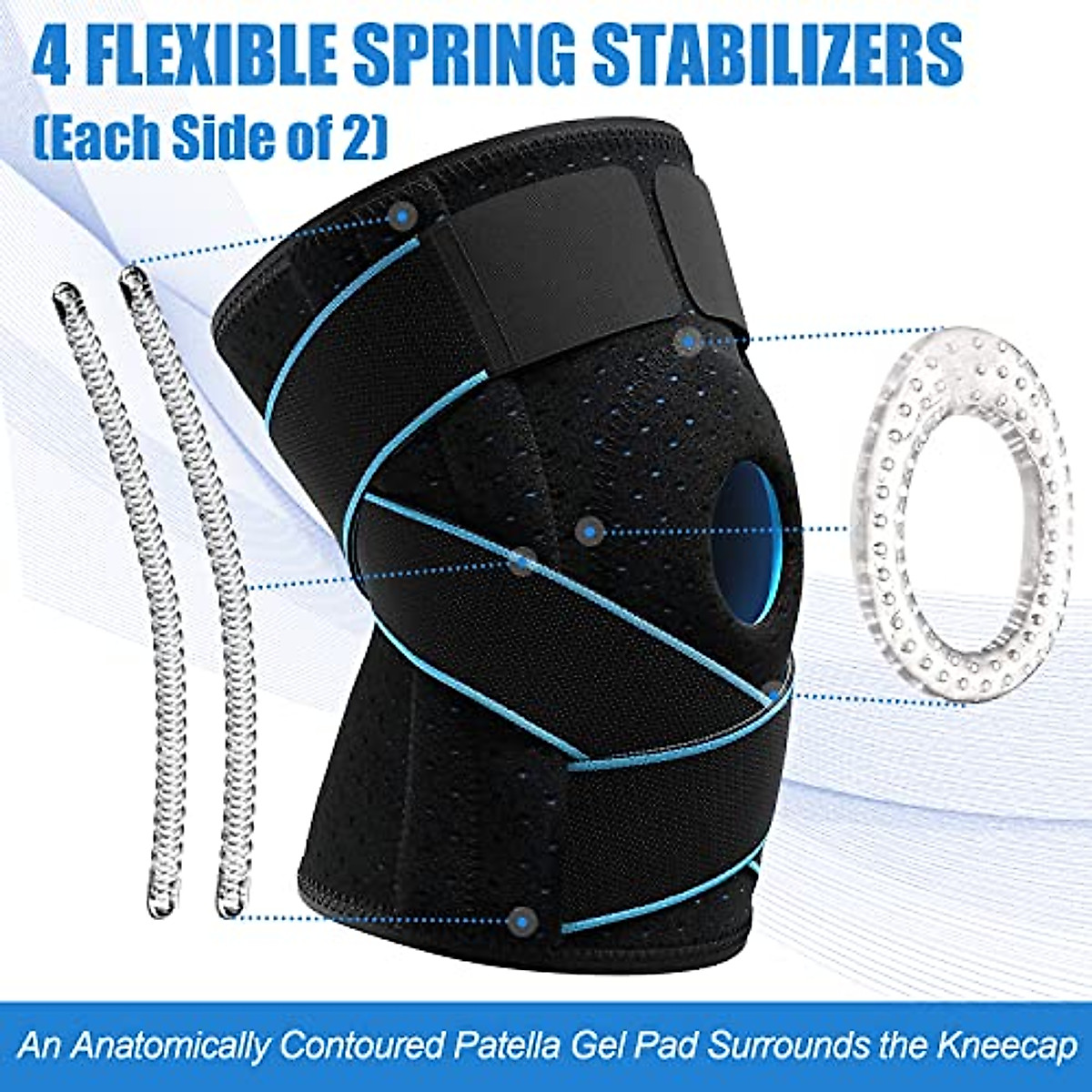 NEENCA Knee Braces for Knee Pain Men & Women, Adjustable Knee Support with Patella Gel Pad & Side Stabilizers, Medical Knee Wrap for Arthritis, Meniscus Tear, ACL, Pain Relief, Running, Sports. ACE-54