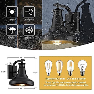 Untrammelife Motion Sensor Outdoor Wall Lights, Modern Black Dusk to Dawn Outdoor Barn Light Wall Sconce, Waterproof Outdoor Light Fixtures Wall Mount for Doorway, Patio, Garage