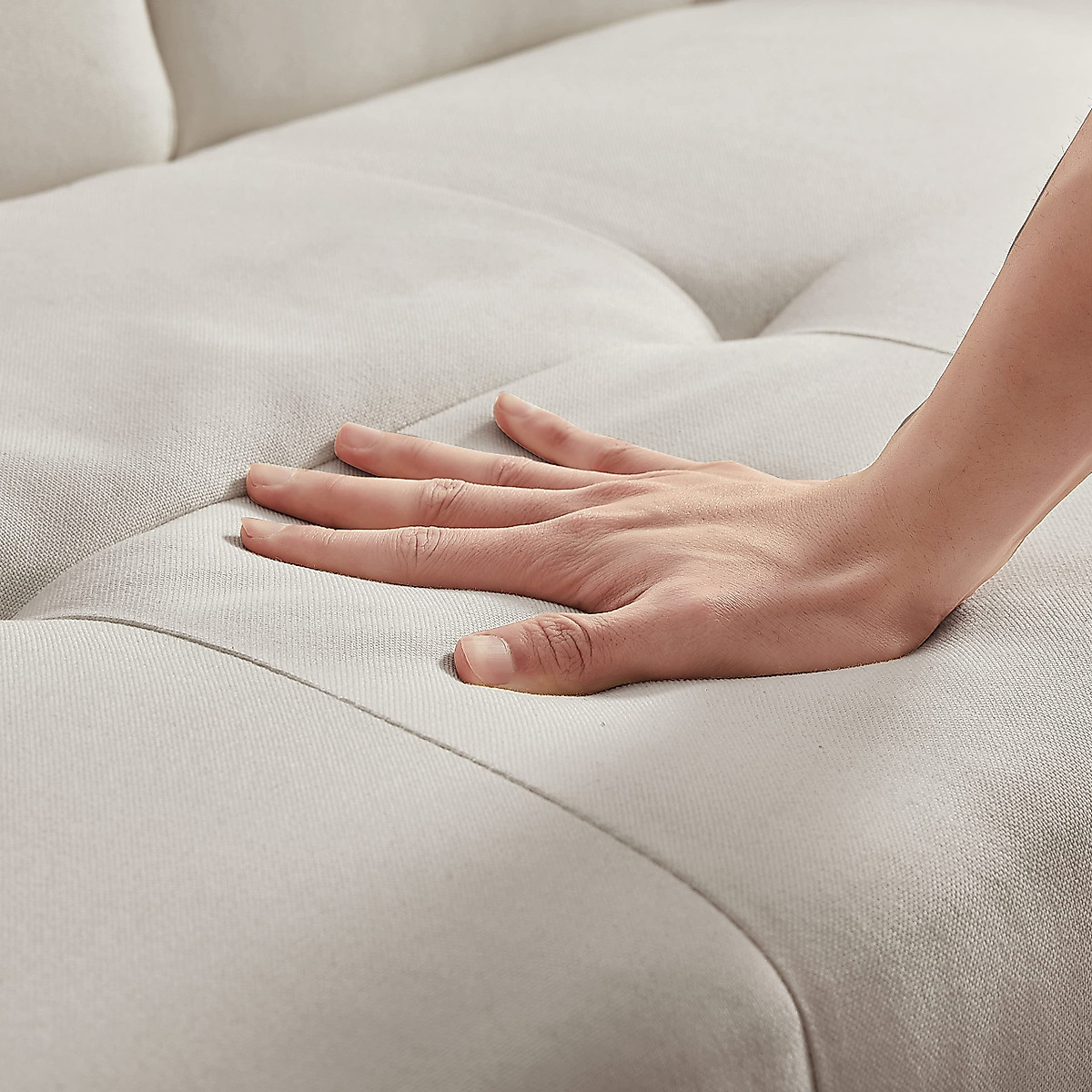 67" Modern Linen Upholstered Futon Sofa Convertible Sleeper Couch Bed Daybed Loveseat,Folding Recliner with 2 Cup Holders,Metal Legs,Removable Soft Pillow-Top Armrest for Living Room Compact Space