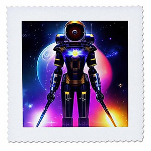 3dRose Classy Woman Astronaut in Futurist Space Suit. Space... - Quilt Squares (qs-378774-2)